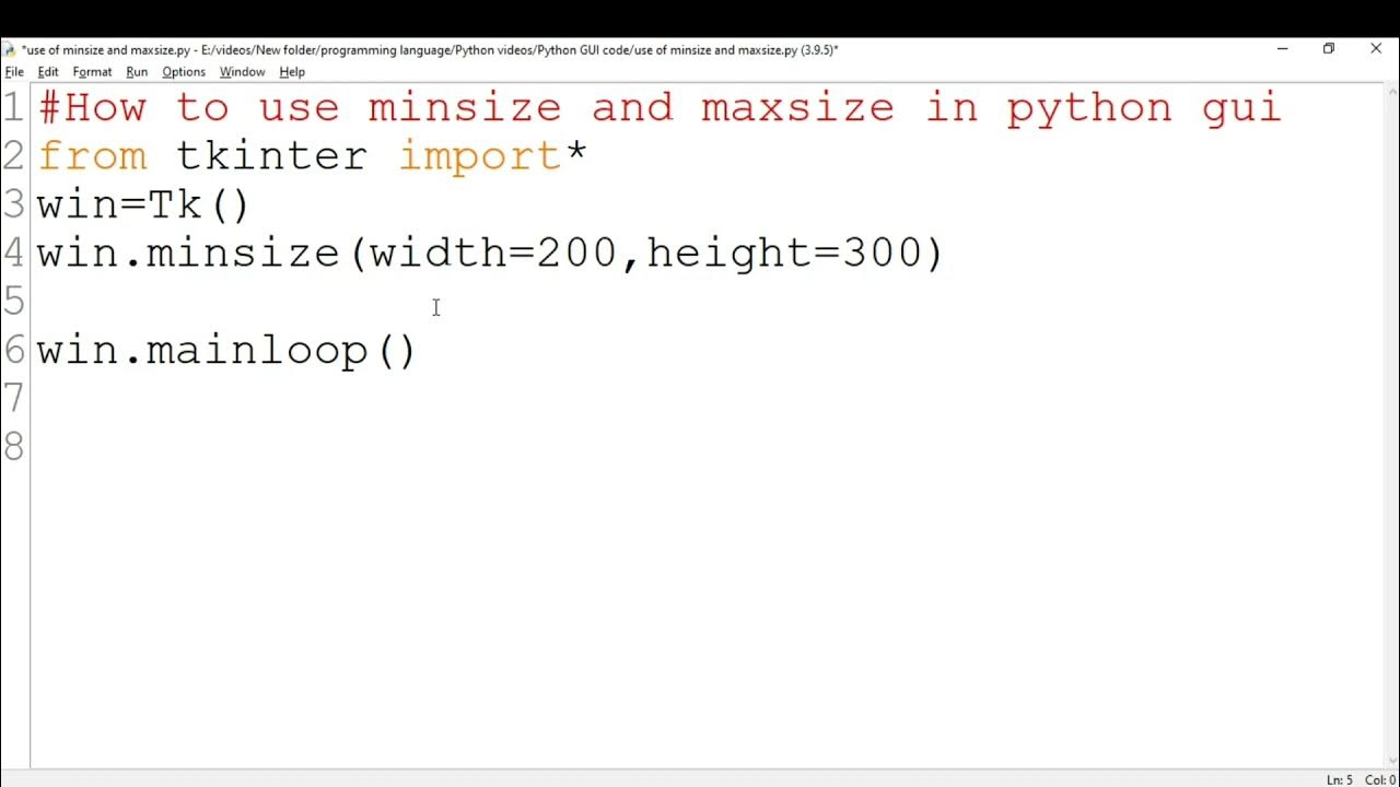How To Use Minsize And Maxsize In Python Guipython Cubiclecoder Cubicle Coder Youtube