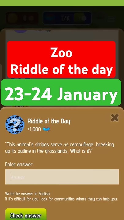 Zoo Riddle of the day 23 January | Riddle of the day zoo | Zoo today ...