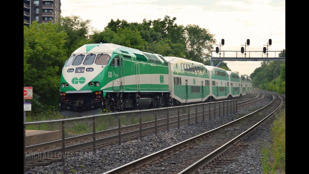 Rush Hour and High Speed GO and VIA Trains at Long Branch GO Station ...