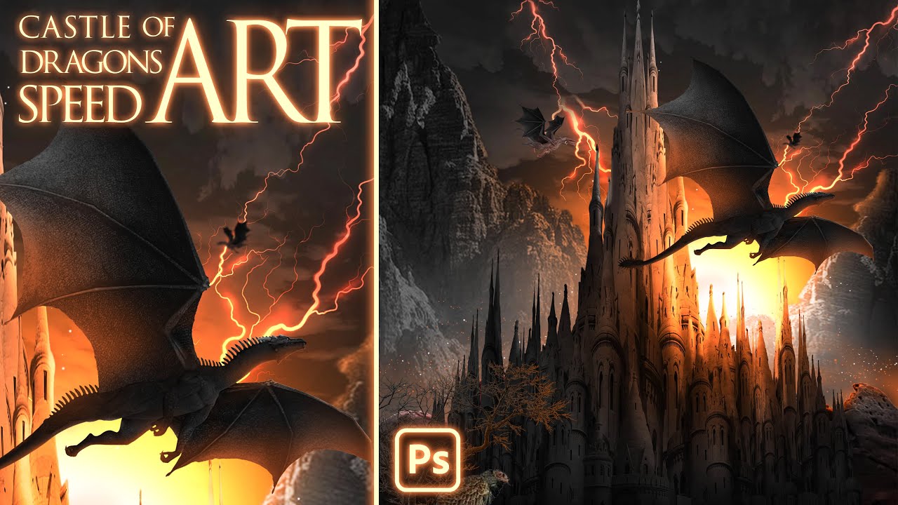 Castle of dragons manipulation | photoshop tutorial | speed art - YouTube