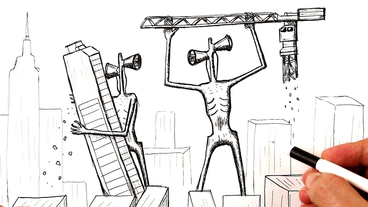 How to draw a Siren Head | SCP 6789 - YouTube