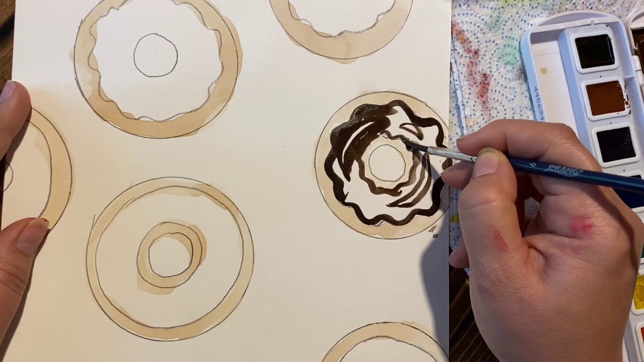 Watercolor: donut painting - YouTube