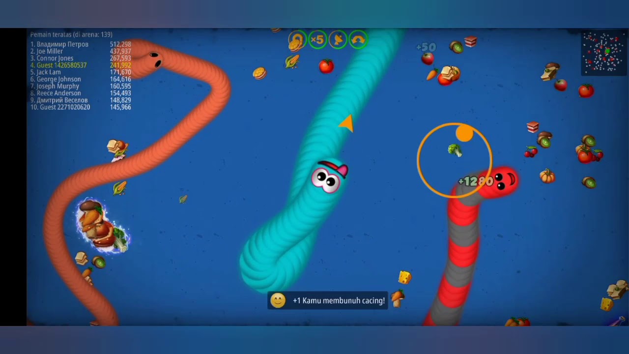 permainan worms zone atau cacing cacingan. - YouTube