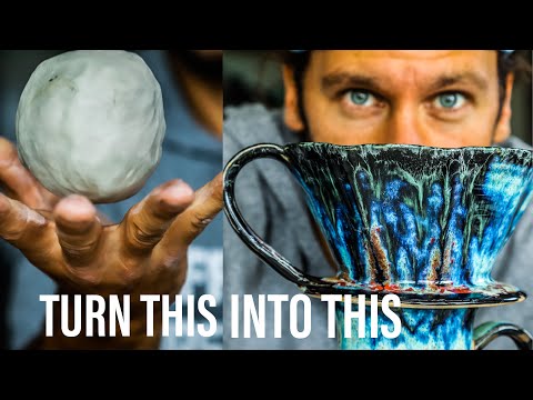 MAKING A CERAMIC COFFEE POUR OVER - the ENTIRE Pottery Process - ASMR edition