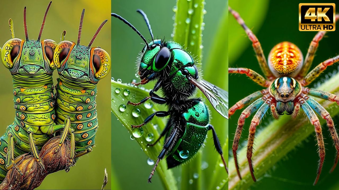 Beautiful Insects in Rich Green Nature 4K Ultra HDR | Detailed Macro ...