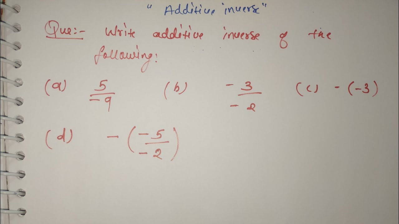 Additive Inverse || Class 8th Math | Write additive Inverse | CBSE ...