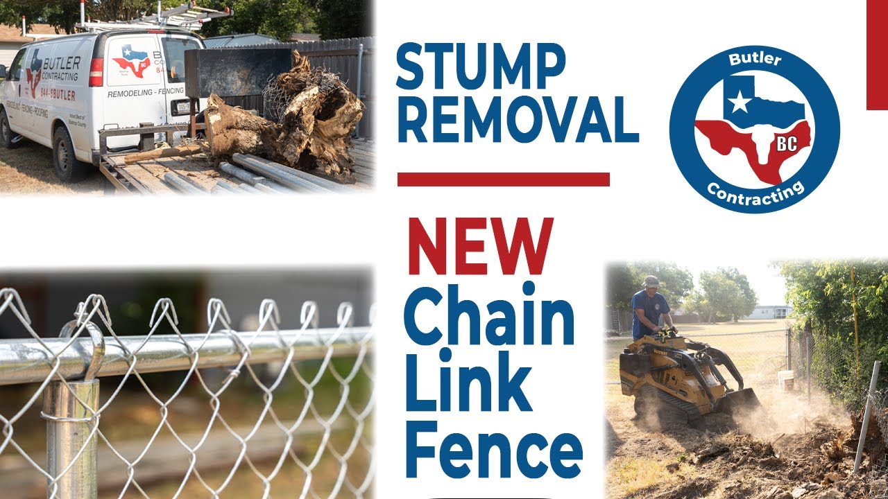 Chain Link Fence Install + Stump Removal | Butler Contracting - YouTube