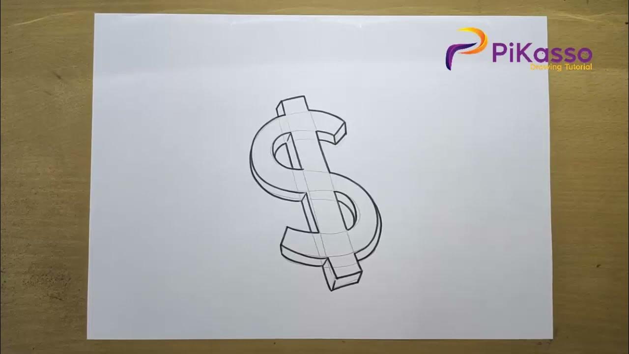 How to Draw a 3D Dollar Sign Easy step by step - YouTube