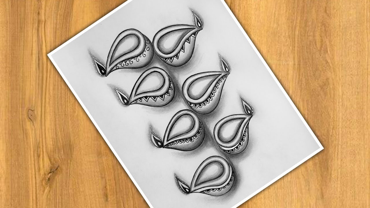 How To Draw Diya | Diwali Special Drawing | Pencil Drawing Easy ...