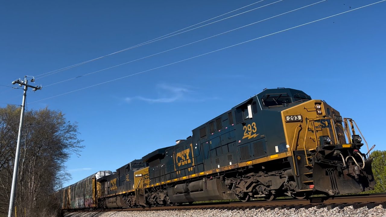 CSX AC44CW 293 w/ Hybrid K5LA Leads Automotive M587-15 on 3/15/23 - YouTube