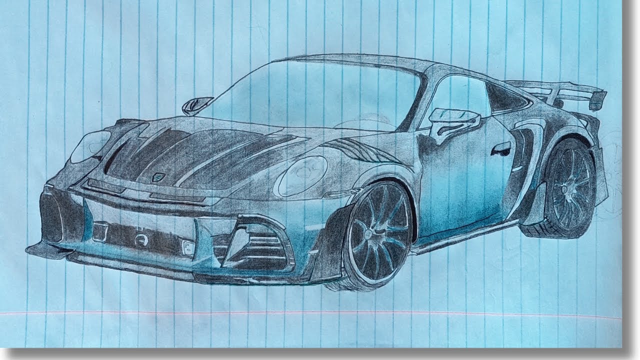 Porsche 911 Turbo S Drawing (With pencil and paper) - YouTube