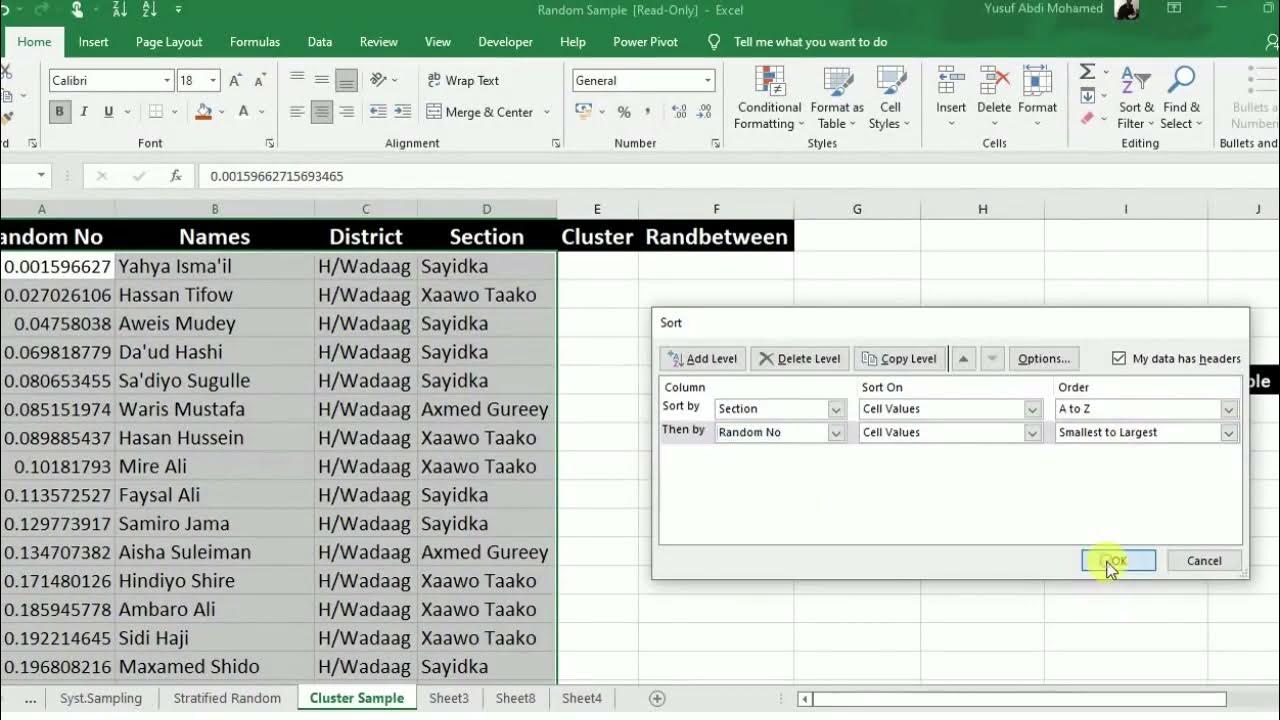 6. Sampling and Sampling Distribution, Using Microsoft Excel Explained in Somali Language - YouTube