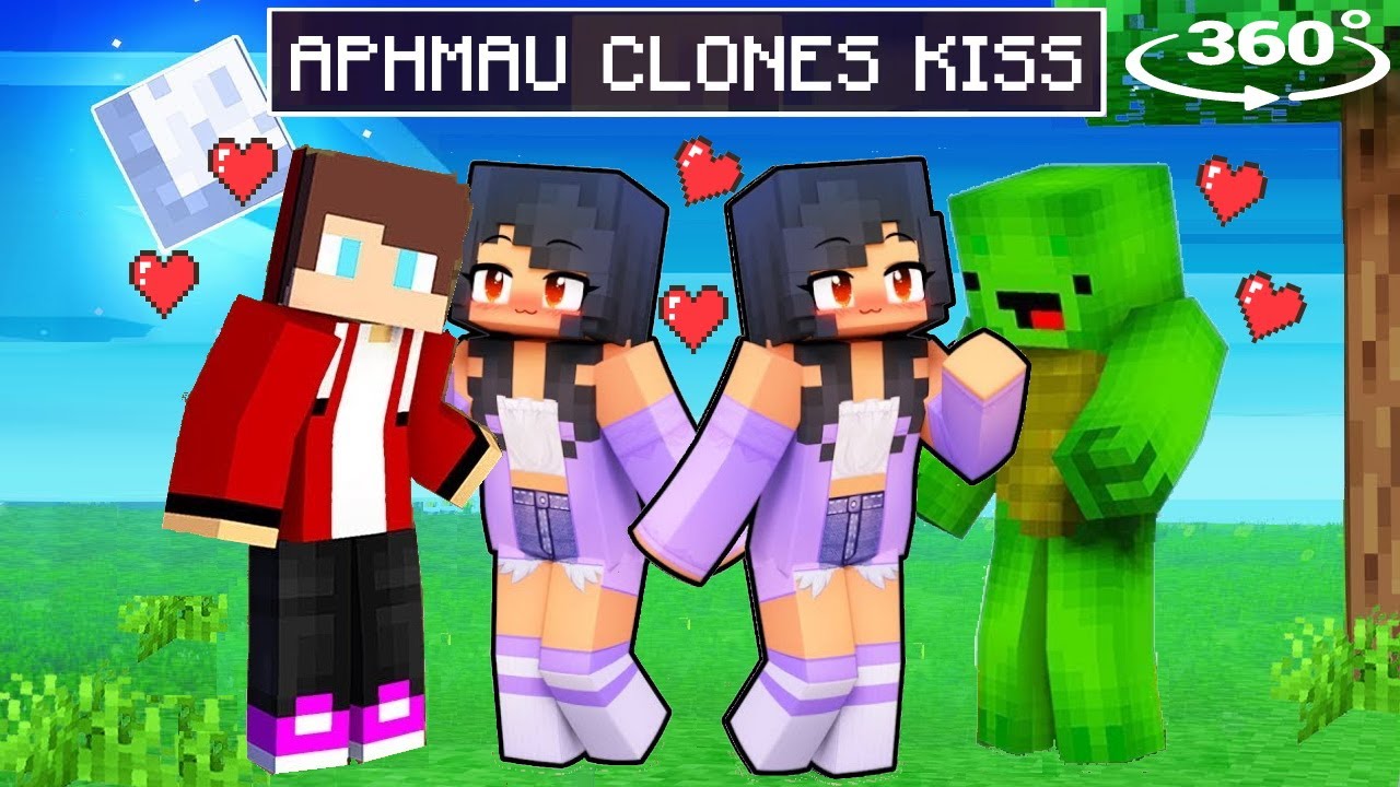 😍 Aphmau Clones Kiss Maizen Jj And Mikey In Minecraft 360° Youtube