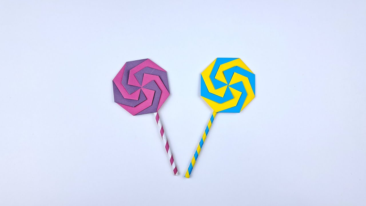 How to make a origami lollipop. - YouTube