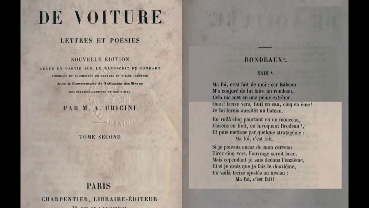 Ma foi, c’est fait de moi : car Isabeau…, Vincent Voiture - YouTube