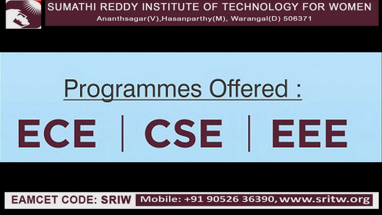 SUMATHI REDDY INSTITUTE OF TECHNOLOGY FOR WOMEN - YouTube