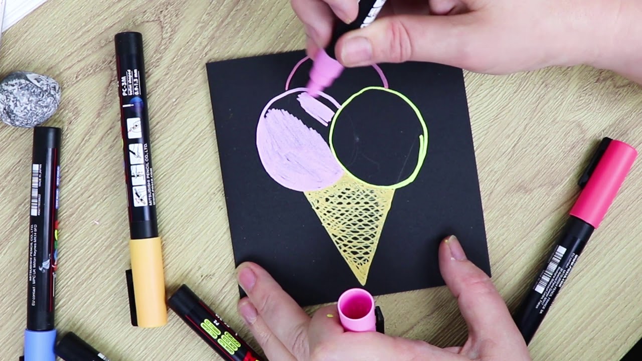 Design an ice cream greeting with NEW POSCA Pastel collections - YouTube