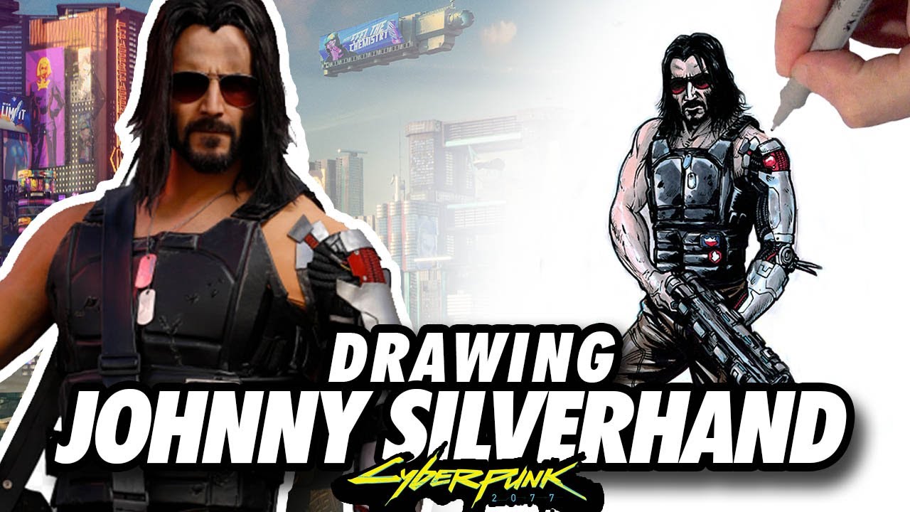 🕹 JOHNNY SILVERHAND ! Cyberpunk 2077 aka Keanu Reeves Speed Drawing ️ ...