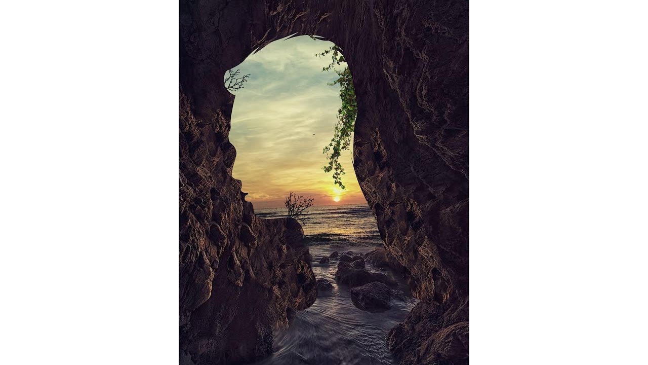 how to make silhouette cave effect in photoshop - YouTube