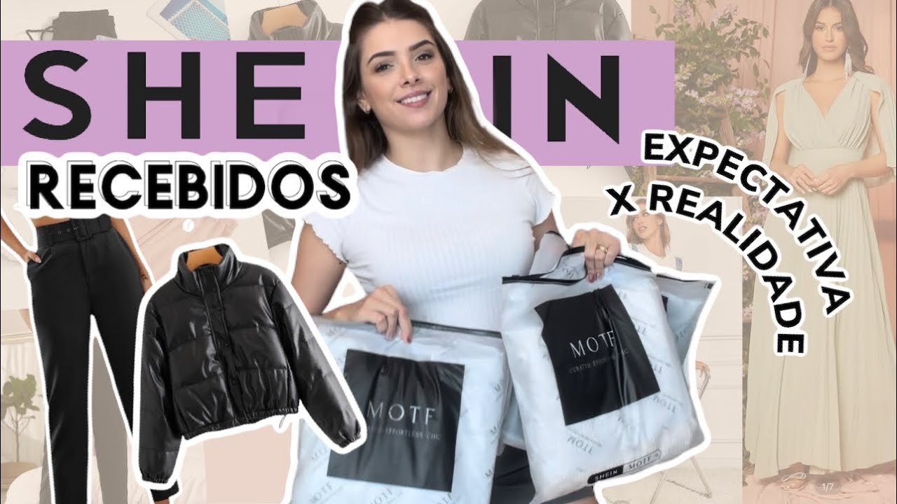 PROVANDO ROUPAS DA SHEIN! Moletons, jaqueta puffer courino, vestido ...