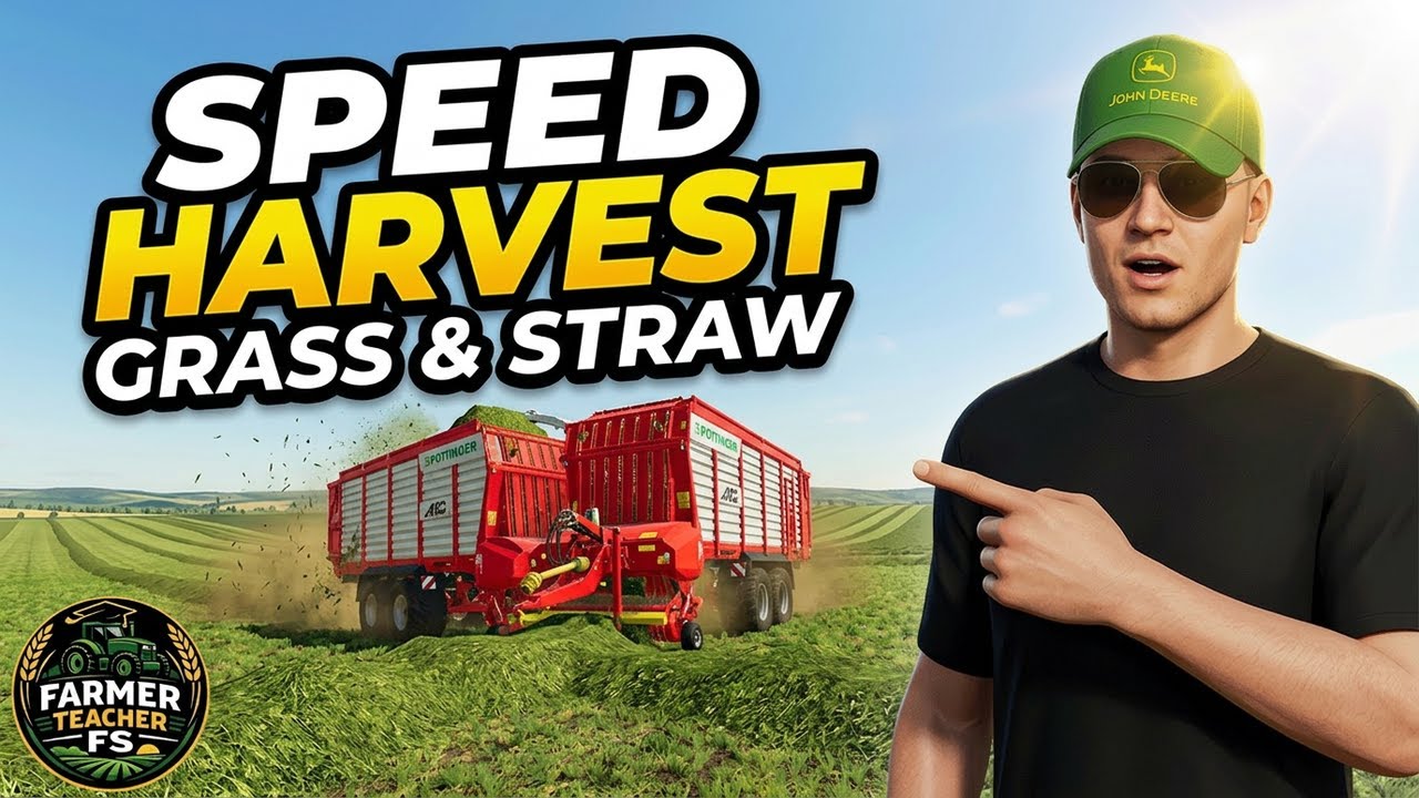 Fastest Way To Pick Up Grass And Straw | Farming Simulator 25 - YouTube