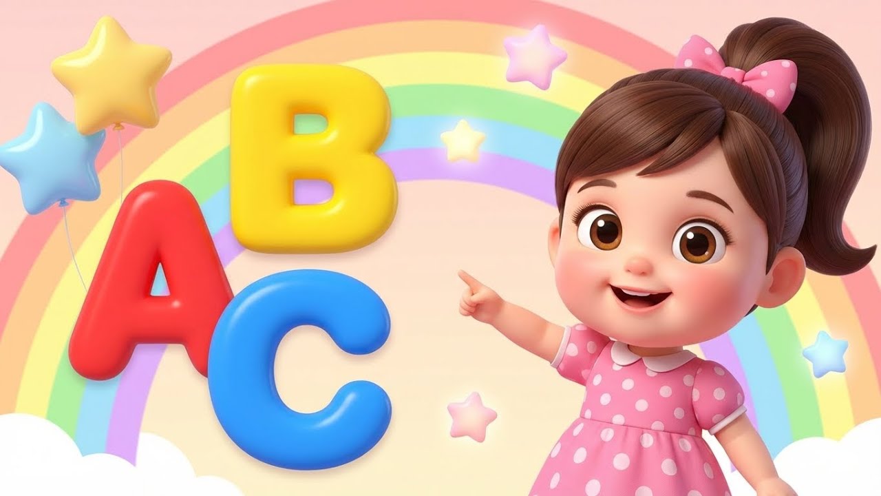 ABC Song Slow Version for Toddlers 🌈 Learn Alphabets A–Z | Cute 3D ...