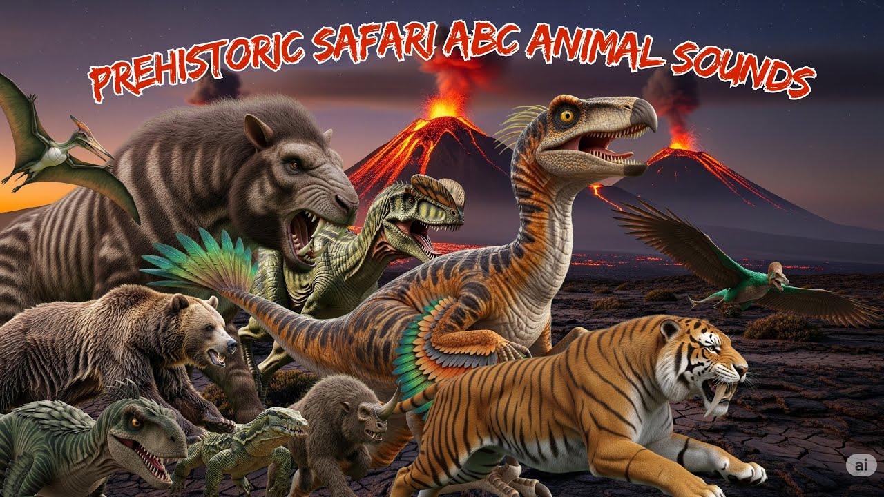 🦕🎶 Prehistoric Safari Animals ABC Song | Dinosaur Sounds A to Z 🐾 ...