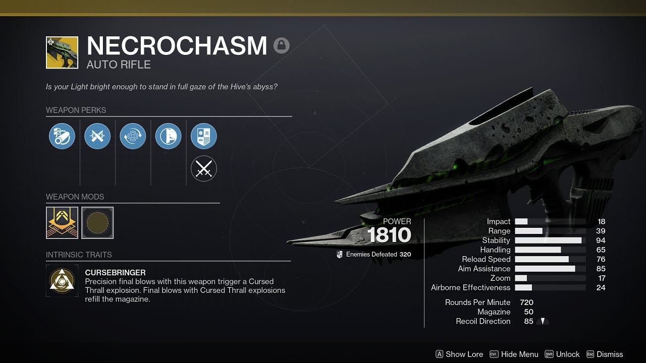 Destiny 2: Crota's End - NECROCHASM Raid Exotic Auto Rifle (Necrotic ...