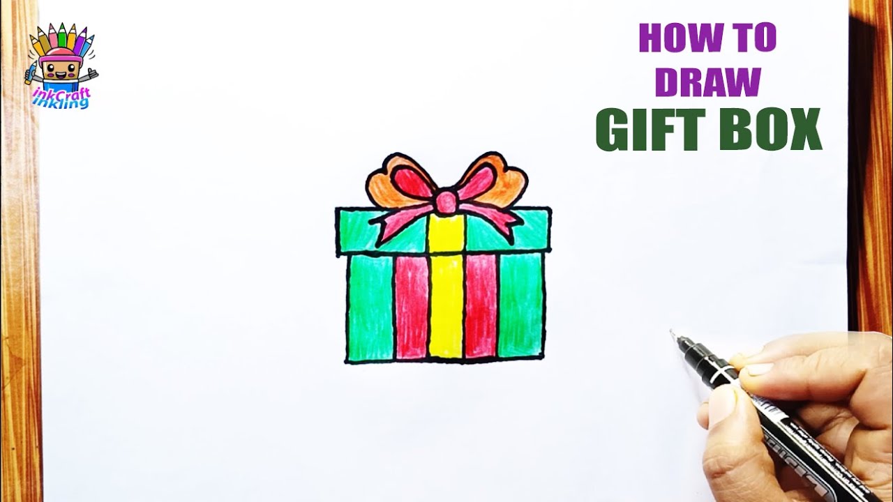 How to Draw a Cute Gift Box for Christmas - YouTube