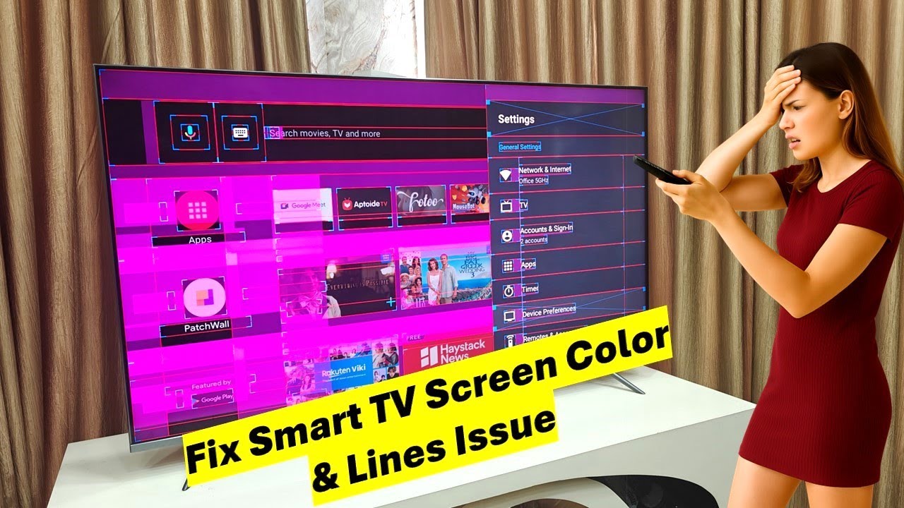 How to Fix Android Smart TV Screen Color Changed & Lines Problem - YouTube