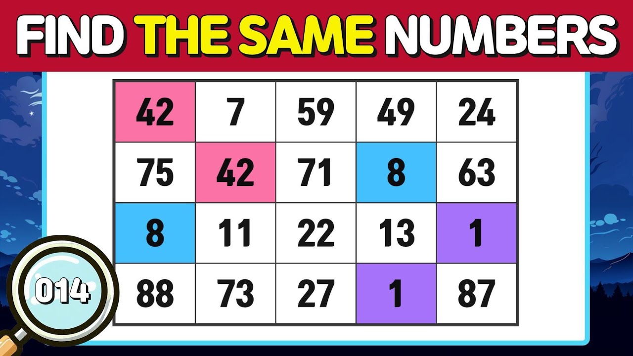 🔎Find the same numbers | Number Search | find the same letters | brain ...