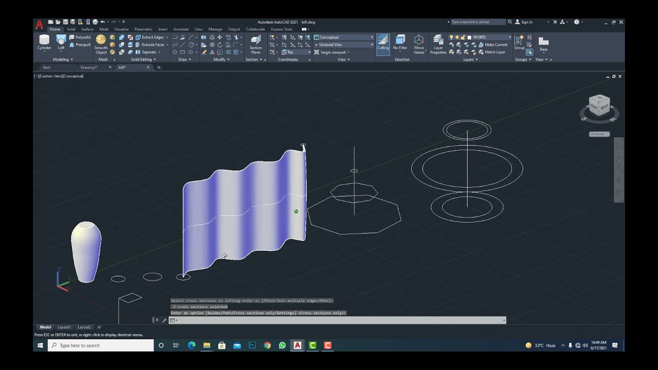 Creating AutoCAD 3D Shapes with LOFT Command | Lecture No 3 - YouTube