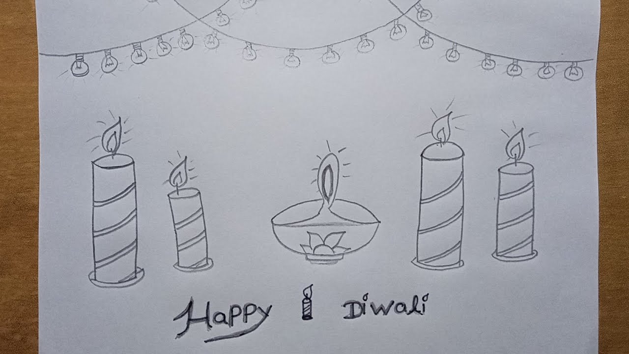 how to draw drawing poster || diwali drawing card || diwali drawing ...