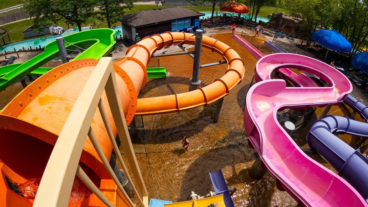 Caribbean Cove Water Slides at Hurricane Harbor Rockford IL - YouTube