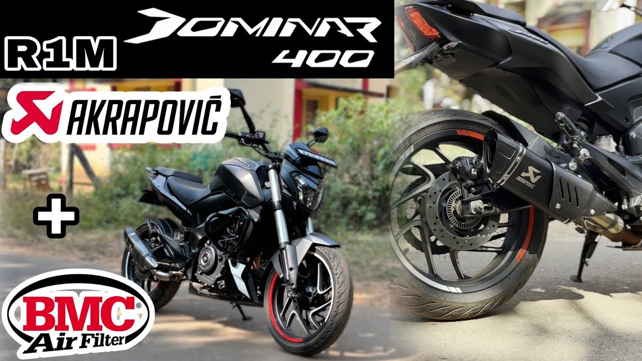 Akrapovic R1M Installed In Dominor 400 | Exhaust Modification Sound🔥 ...