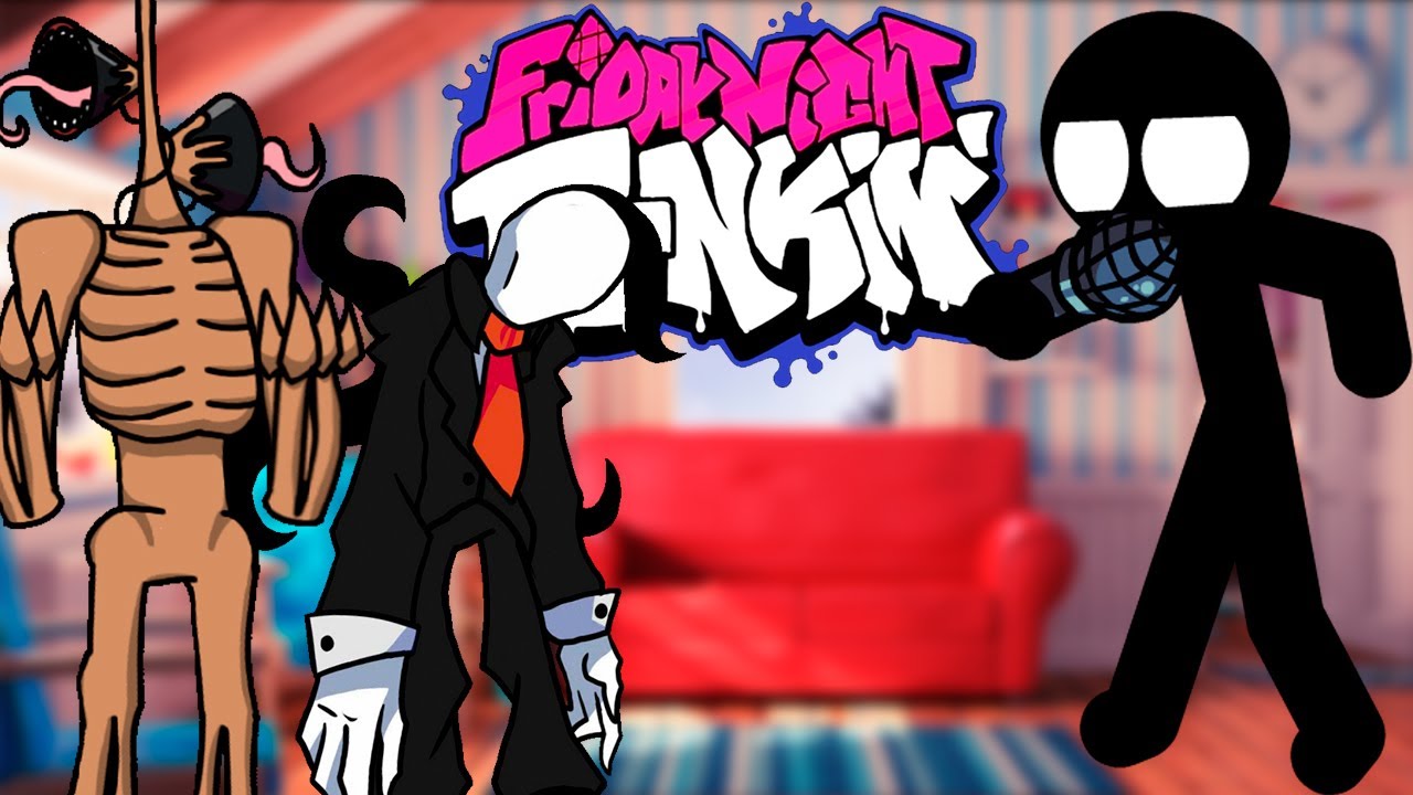 FNF VS Stickman song SERIOUS hard SirenHead Slender Characters Reacts ...