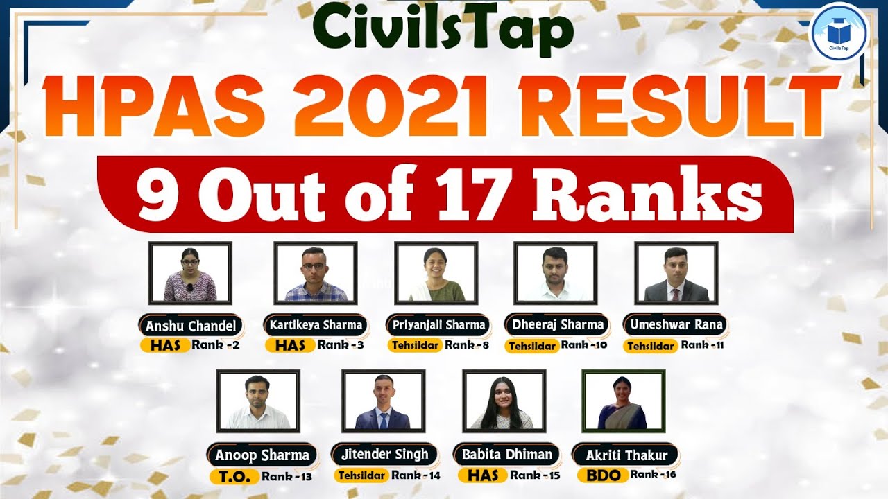 HPAS 2021 RESULT | 9 OUT OF 17 RANKS | CIVILSTAP - YouTube