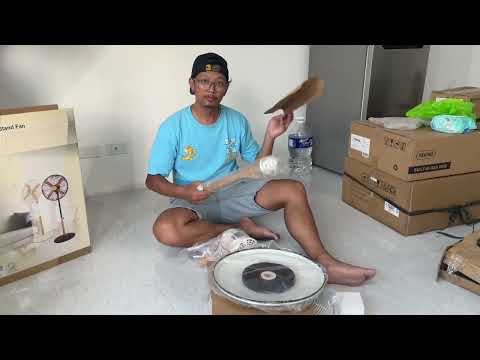 UNBOXING Asahi Wood Stand Fan 16in. XF6077 - White - YouTube