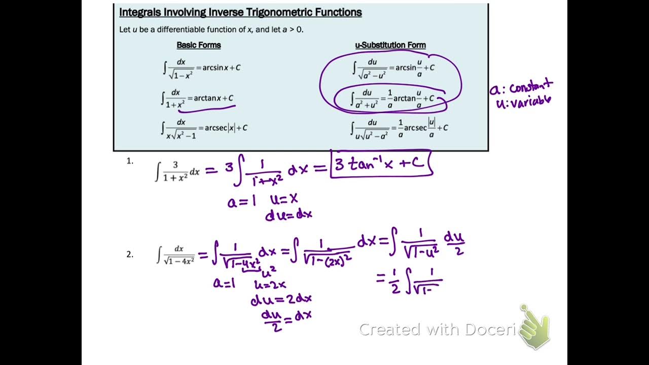Integrals involving inverse trig - YouTube