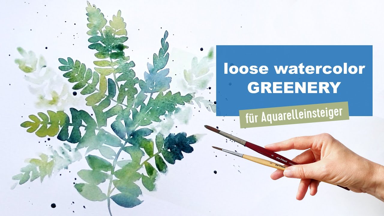 loose watercolor greenery - YouTube