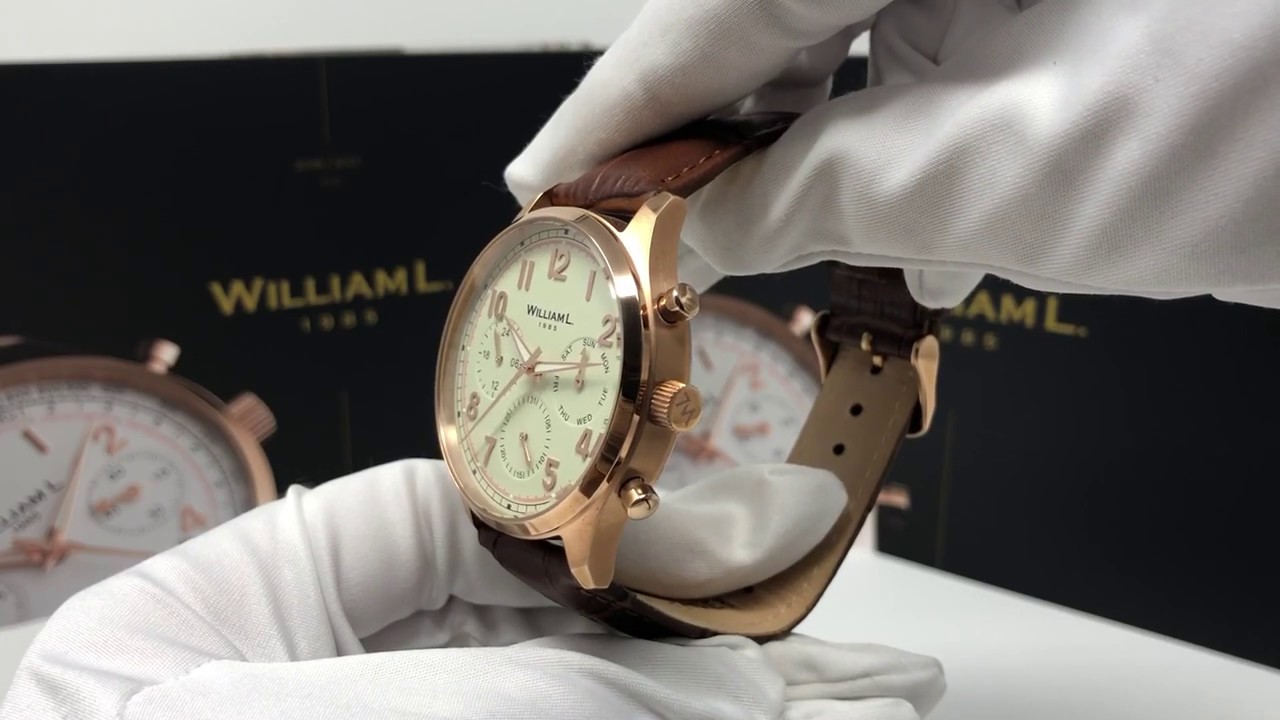 William L. 1985 Quartz Watch Vintage Style Calendar IP Rose Gold with ...