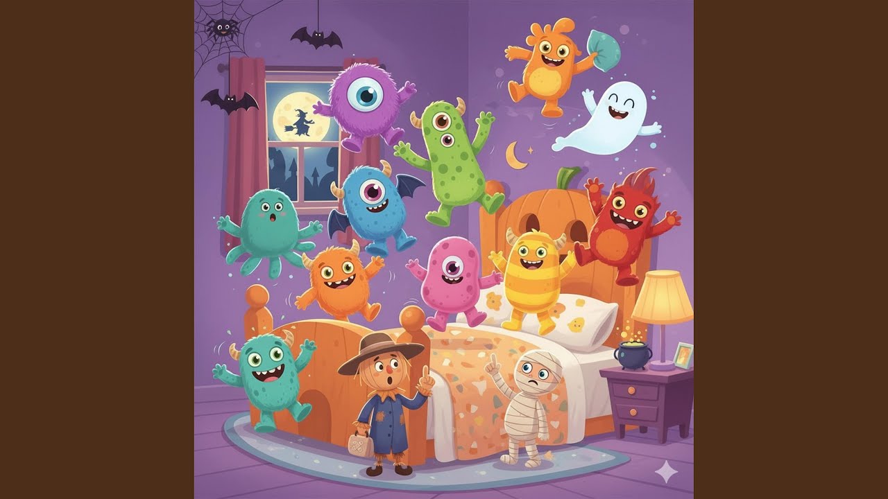 Ten Little Monsters Jumping on the Bed - YouTube