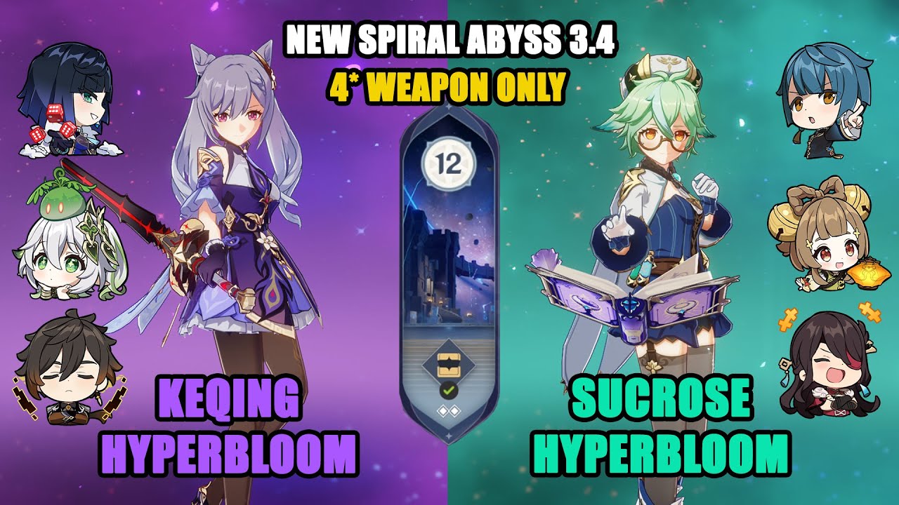 C2 Keqing Hyperbloom and C6 Sucrose Hyperbloom | Genshin Impact Abyss 3 ...