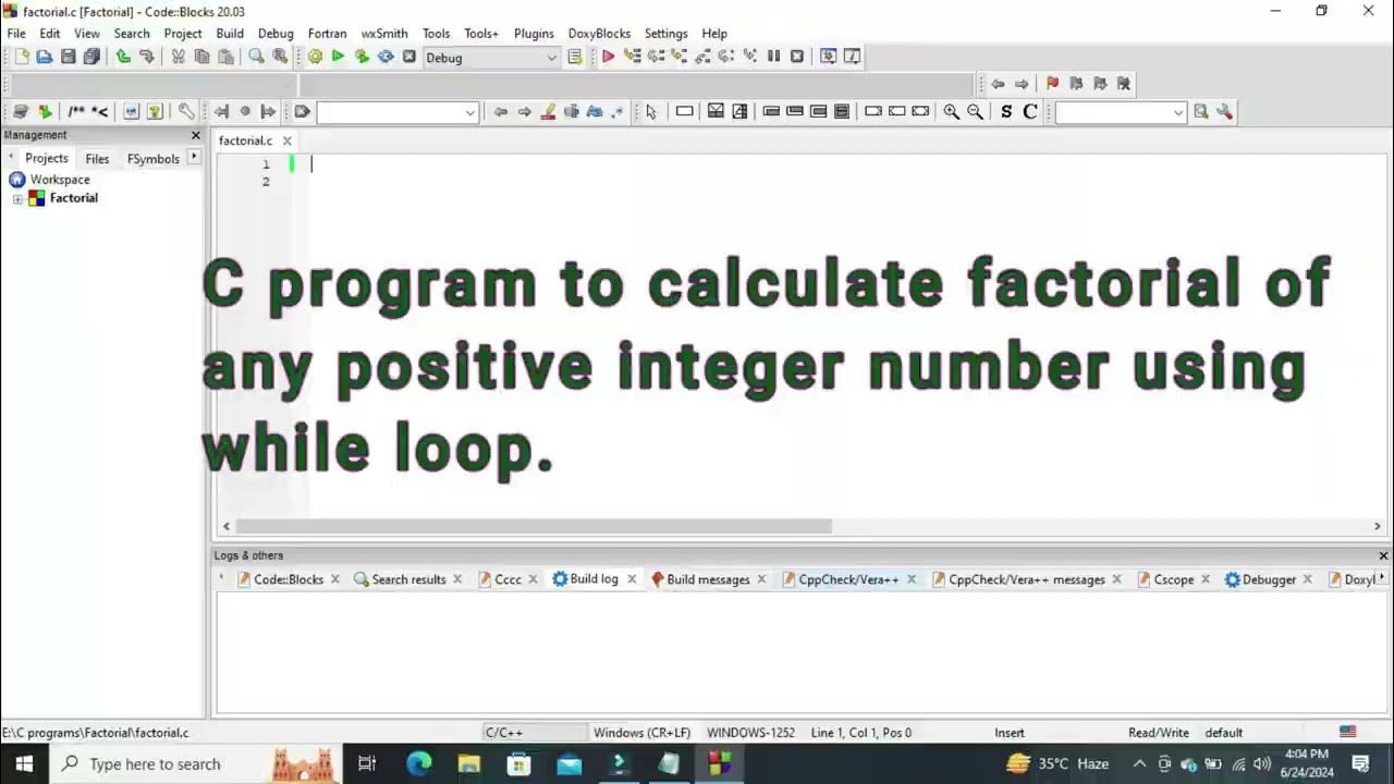 C program to find factorial of any positive integer number - YouTube