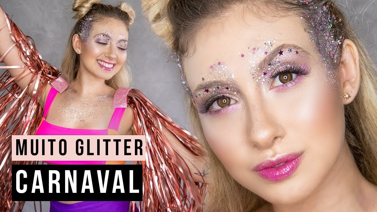 Maquiagem de GLITTER pro CARNAVAL + GEL| Tutorial - YouTube
