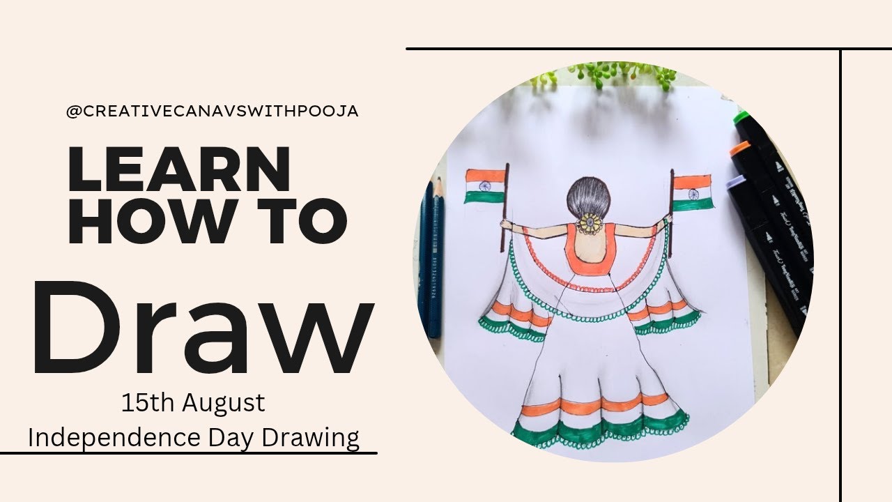 15 August Drawing Easy|Independence Day Drawing Girl|How to Draw 15 ...