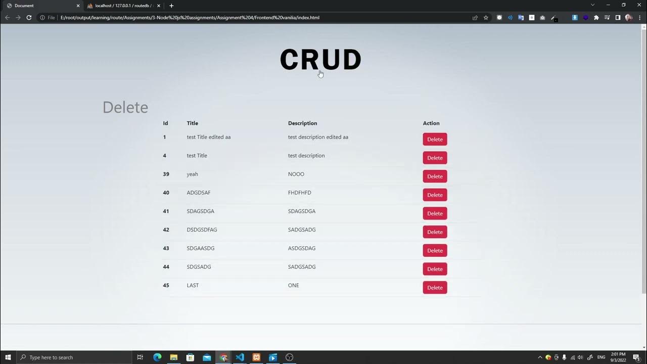A Simple CRUD operations Web App, using API (nodejs) + html & css & js - YouTube