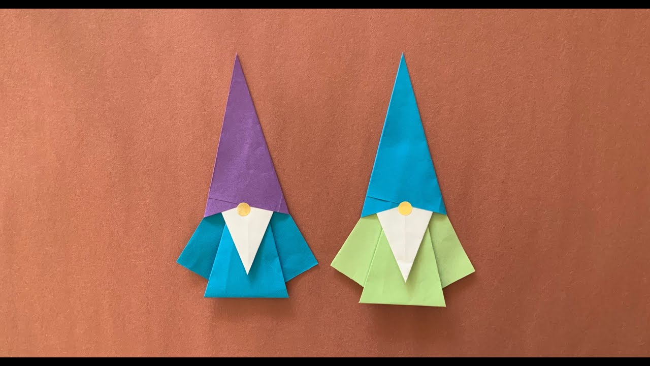 Origami Christmas Gnome 怎麼折紙聖誕小矮人 How to make a paper Christmas gnome ...