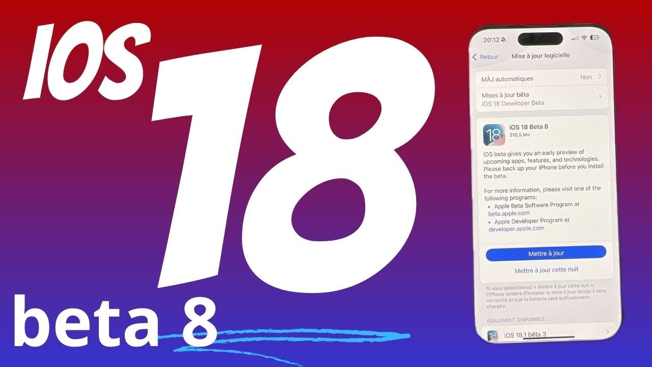iOS 18 beta 8 : Quelles nouveautés sur iPhone? - YouTube