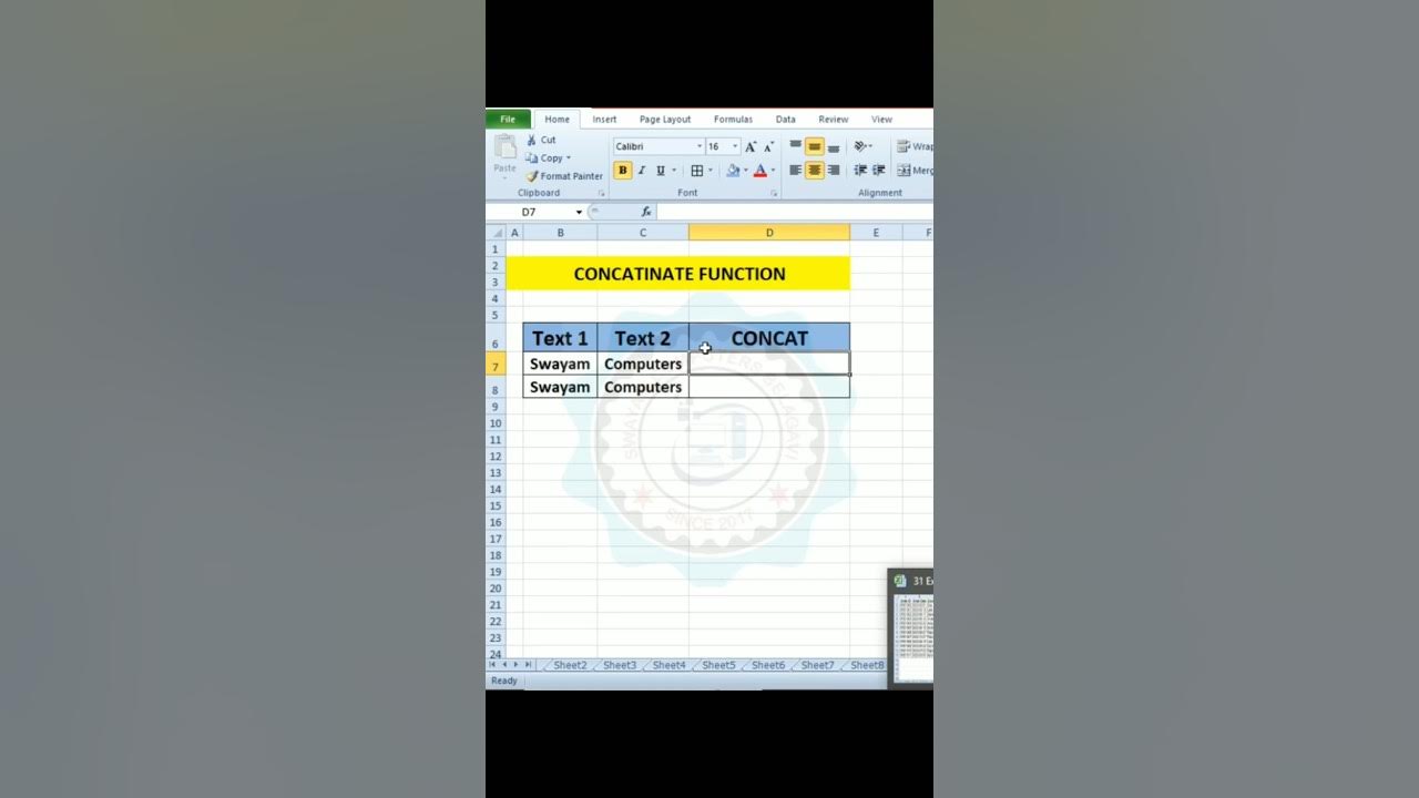 Concatenate Function in Excel. #shortsfeed #shorts #excel #exceltips - YouTube